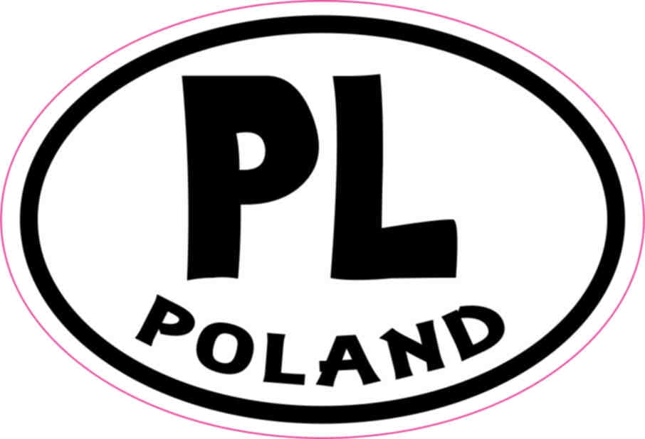 3in x 2in Oval PL Poland Sticker Vinyl Cup Decal Vehicle Bumper ...