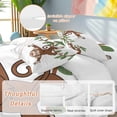 Cartoon Funny Monkey Green Leaves on White Full Size Bed Set,Country ...