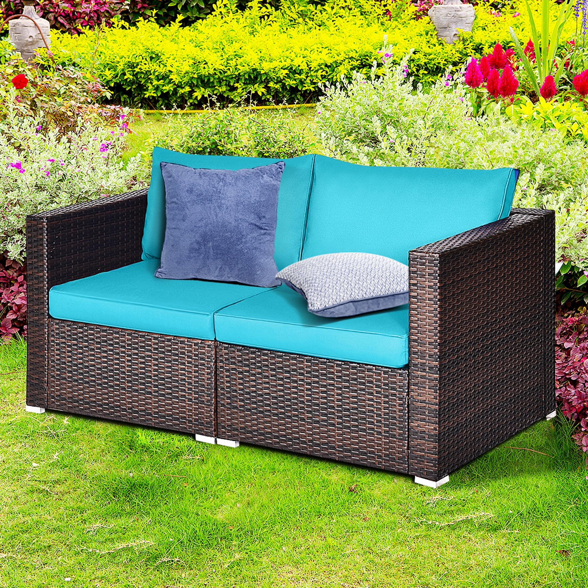 Click here for Gymax 2pcs Rattan Corner Sofa Set Patio Outdoor Fu... prices