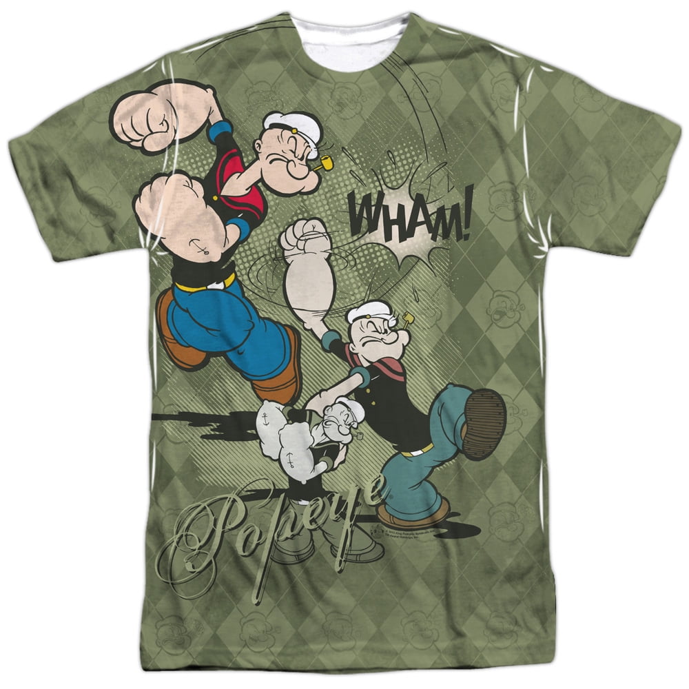 Popeye The Sailor Man Cartoon Punches Through Time Adult Front Print T ...