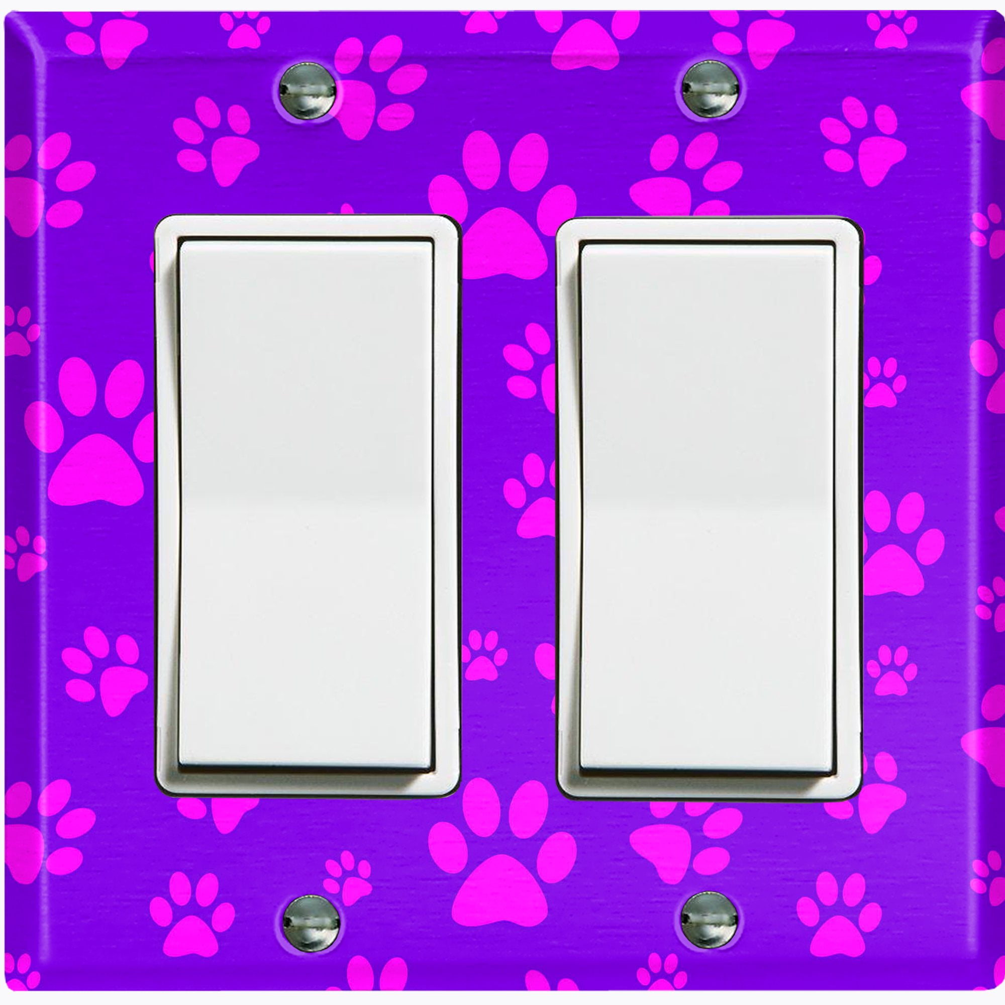 Metal Light Switch Plate Cover Puppy Dog Paw Prints Neon Purple DOG029 ...