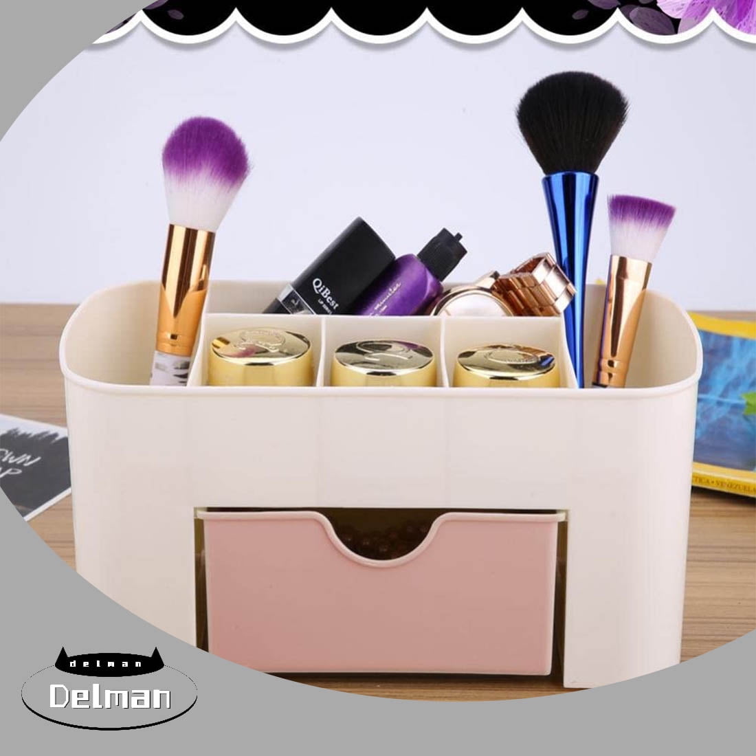 Drawer Type Storage Box PP 6 Sub-Grid Multifunctional Desk Desktop ...