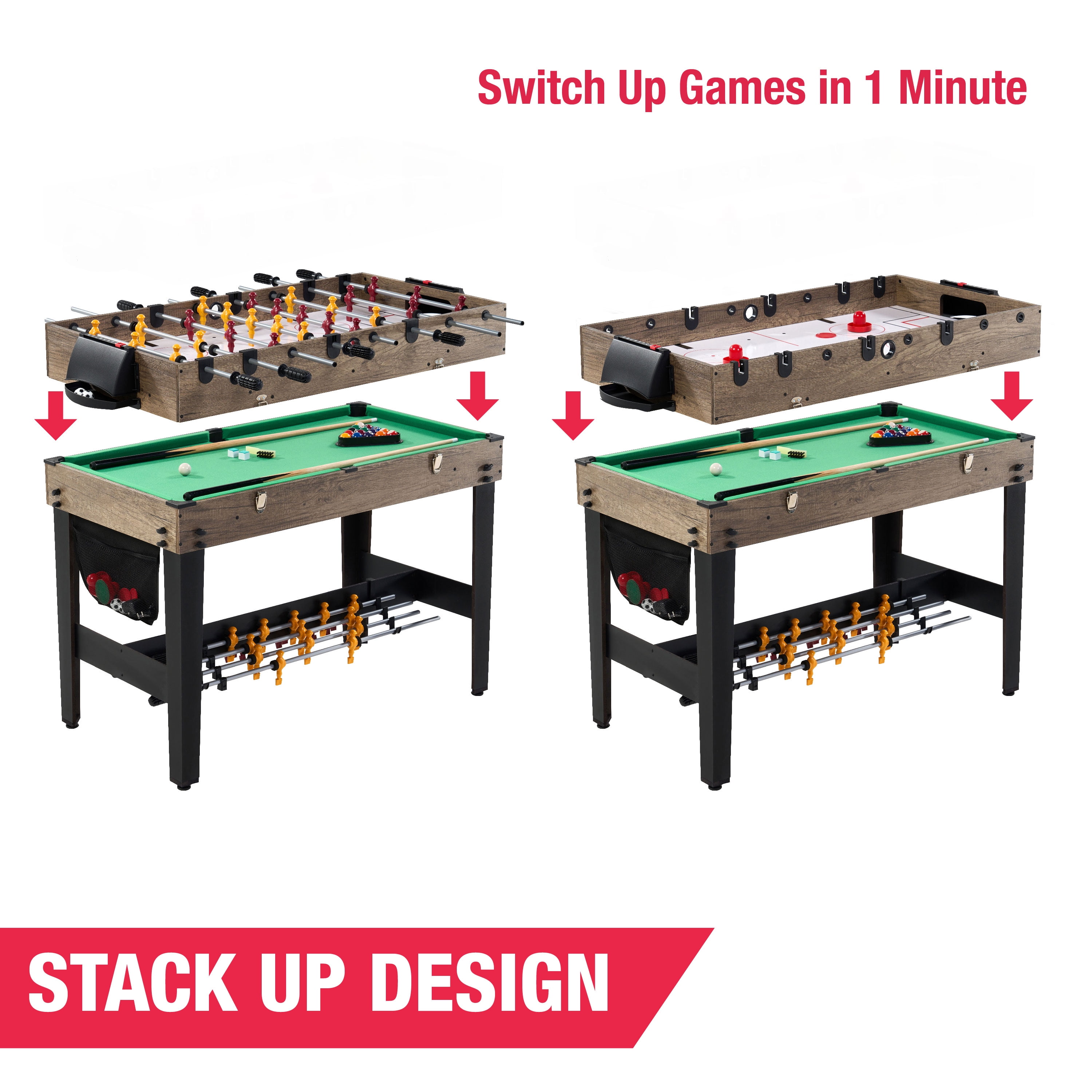 Buy MD Sports 48 Inch 3-in-1 Combo Game Table, Air Powered Hockey ...