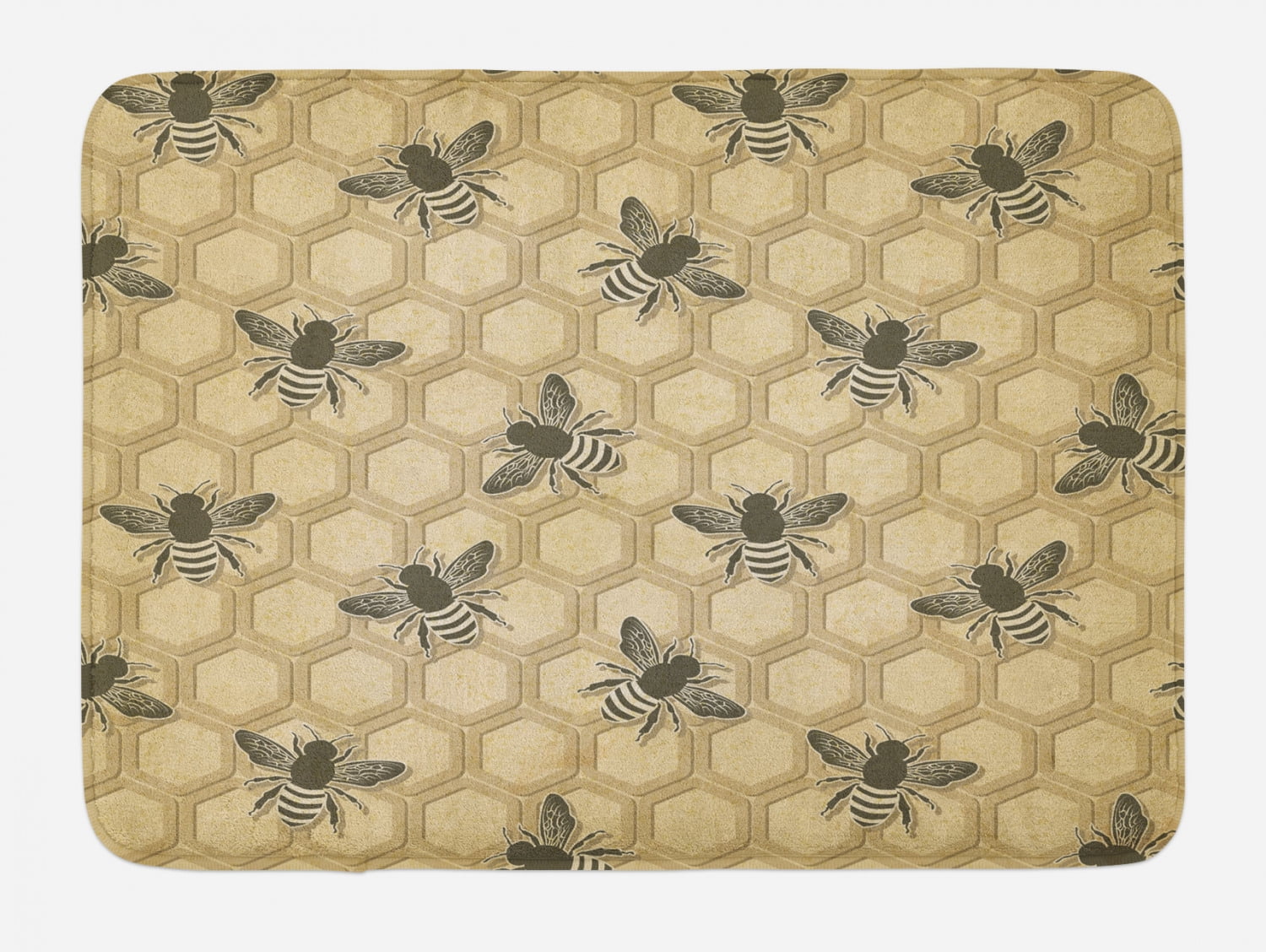 Bee Bath Mat, Eco-Friendly Beekeeping Theme Honeycomb Cells and Bee ...