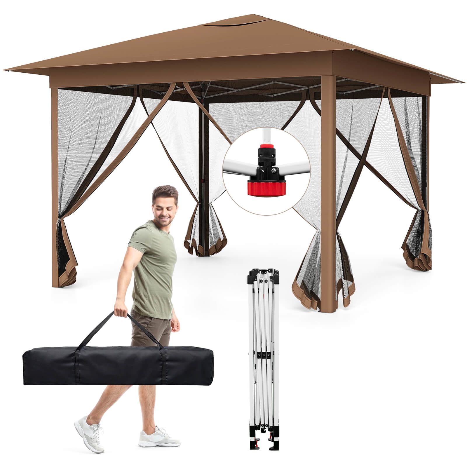 Click here for Costway 11.5 X 11.5 Ft Easy Pop-Up Canopy With Mes... prices