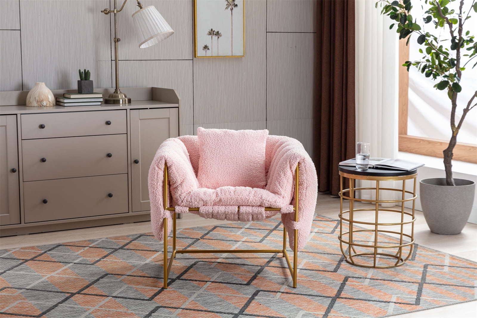 Sling Accent Chair, Modern Upholstered Leisure Single Sofa Chair with ...