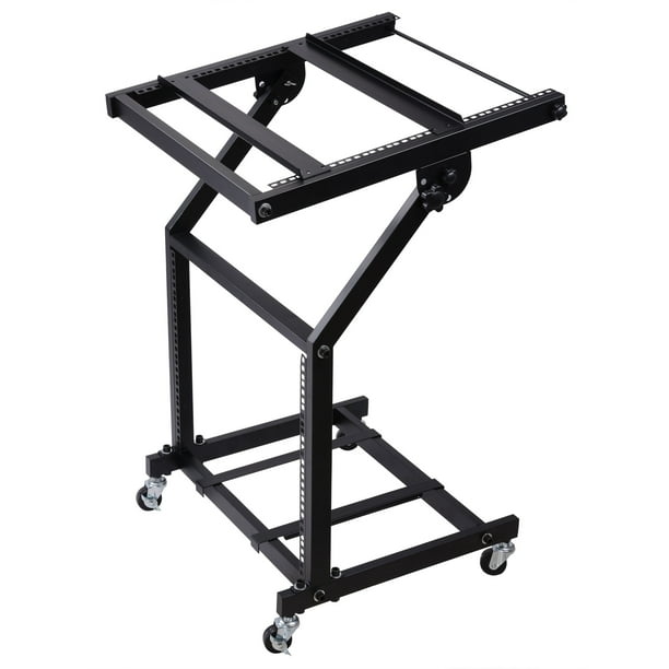9U DJ Mixer Stand Adjustable Rack Mount Rolling Stage Cart Studio Music ...