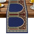 Blue Gold Arched Dining Table Runner, Vintage Ethic Traditional Floral ...