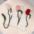 1 Pair Women Sweet Middle Tube Knee High Socks Crocheted Flower ...