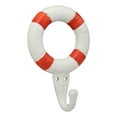 Ebros Cast Iron Lifeguard Life Ring Buoy White & Red Stripes Wall Hook ...