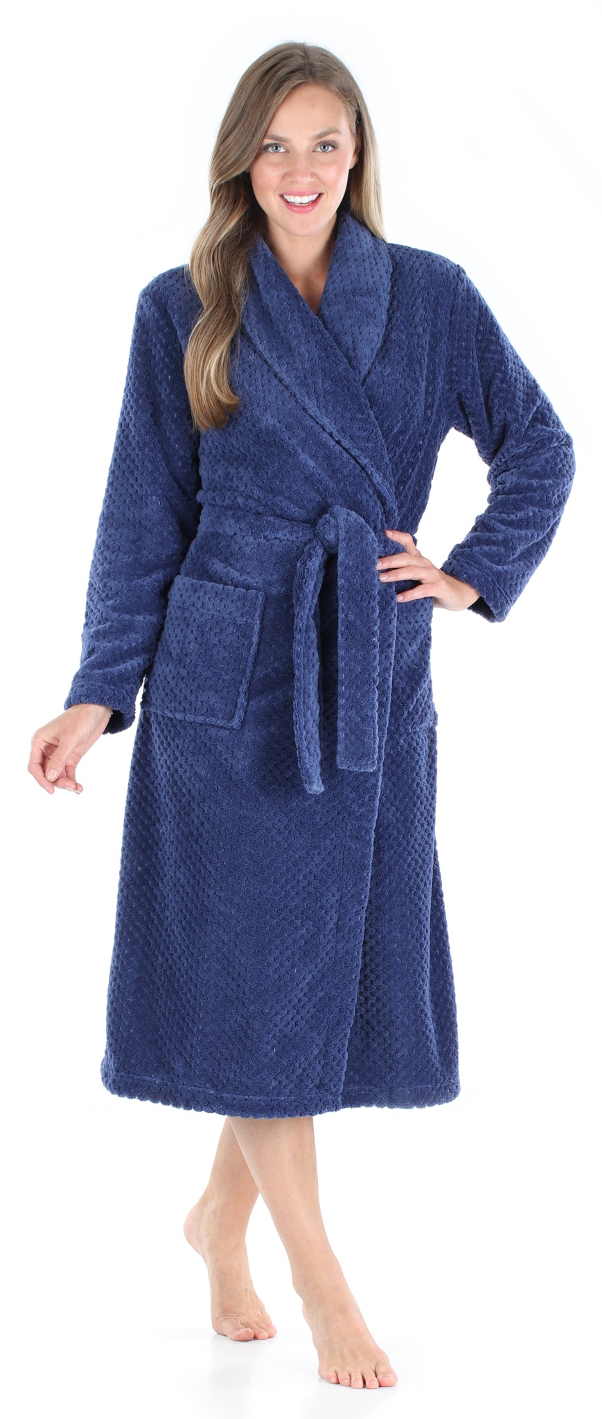 Sleepyheads Women's Plush Fleece Robe Jacquard Long Sleeve Bathrobe ...