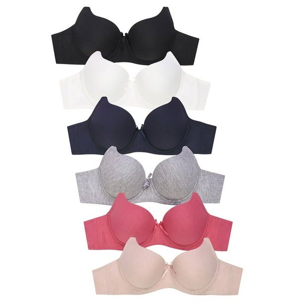 Women's Basic Plain Lace Bras Petite to Plus Size Pack of 6- Various ...