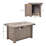 42" Propane Table, 50,000 BTU Wicker-effect Auto-Ignition Gas Fireplace ...