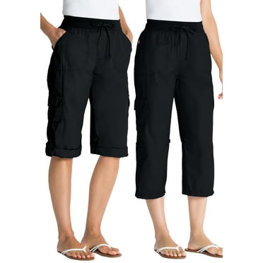 Ellos Women's Linen Blend Drawstring Capris Pants - Walmart.com