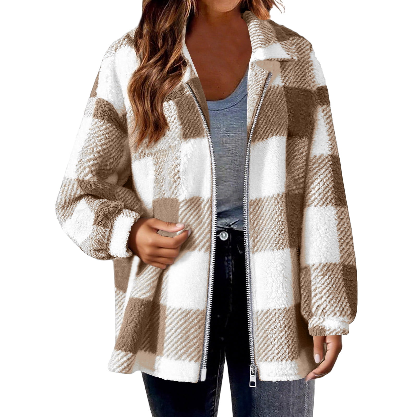 Click here for Songen Women Zip Up Plaid Jackets - Fleece Flannel... prices