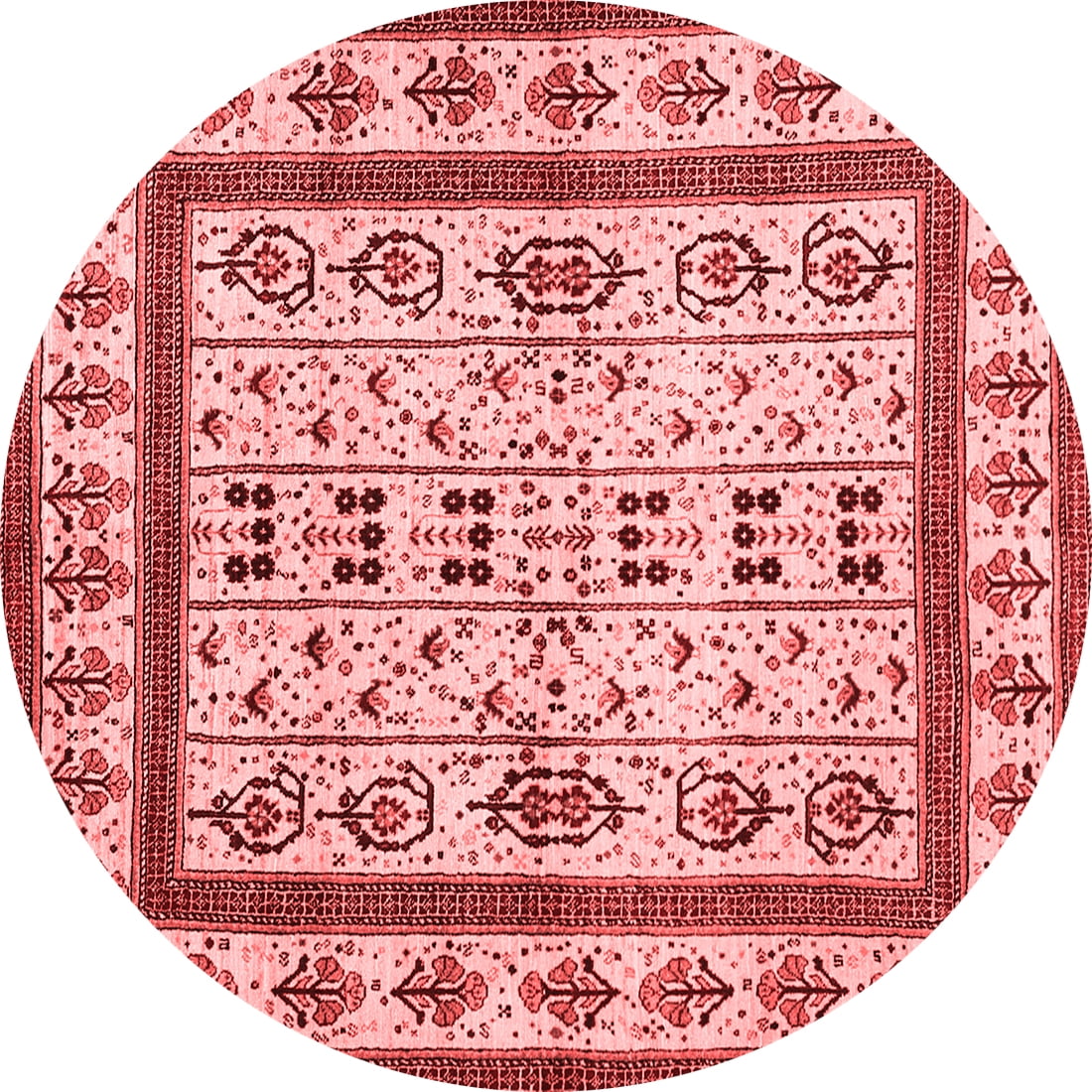 Ahgly Company Indoor Round Abstract Red Contemporary Area Rugs, 3 ...