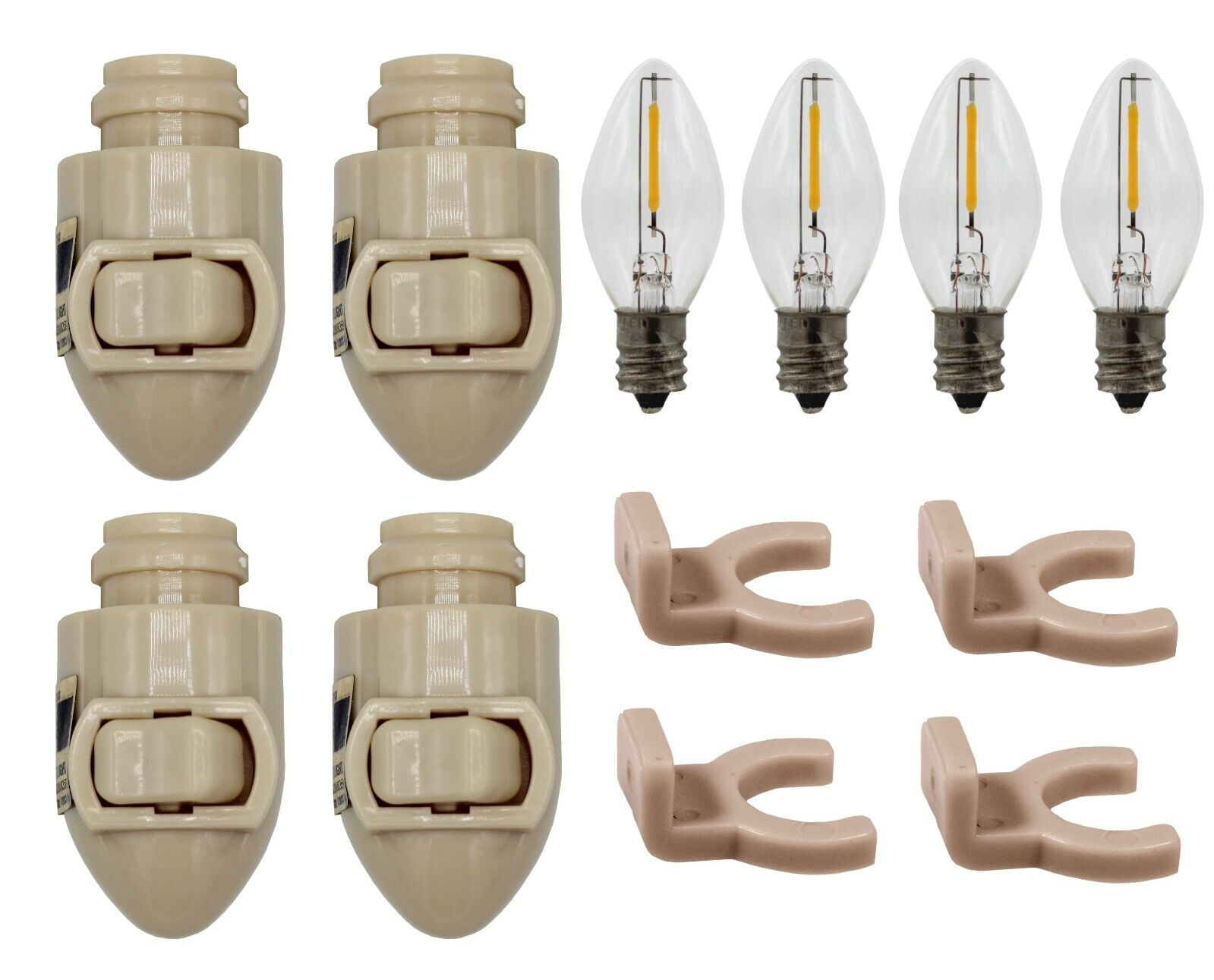 Ivory Plug in LED Night Light with Switch, Clips, UL Listed | 4 Pack ...