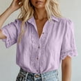 Ashirexll Tops for Women Trendy Fashion Solid Color Lapel Button Lace ...