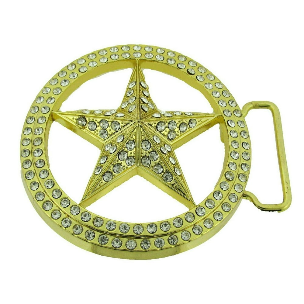 Buckles Zone - Jet Gold Star Blinged Iced Out Belt Buckle Hip Hop Rock ...