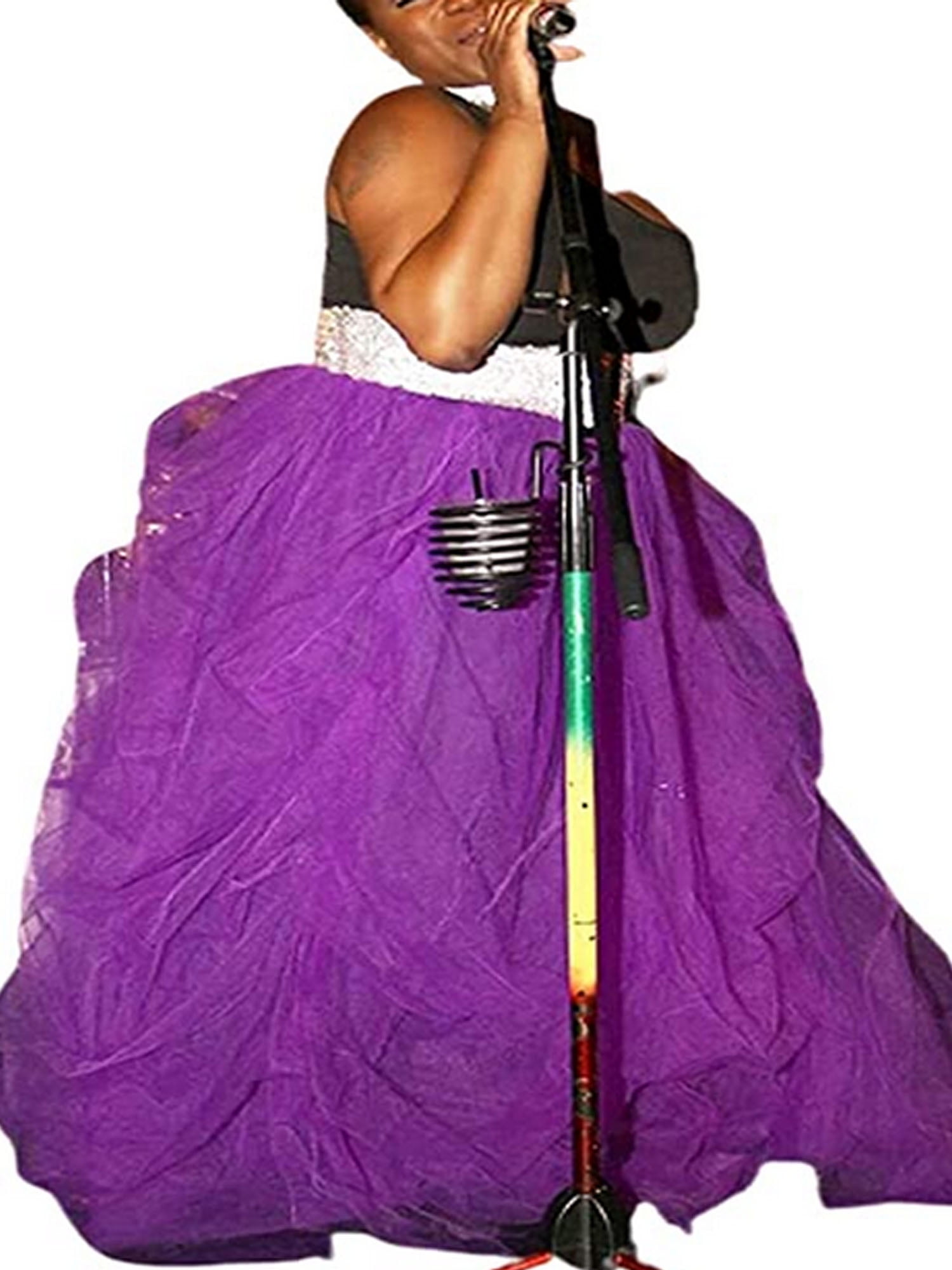 Sunisery Women Hi Slit Tutu Maxi Dress Tulle Ruffle Mesh Lace Long ...