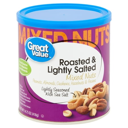 Great Value Roasted & Lightly Salted with Sea Salt Mixed Nuts, 14.75 Oz ...