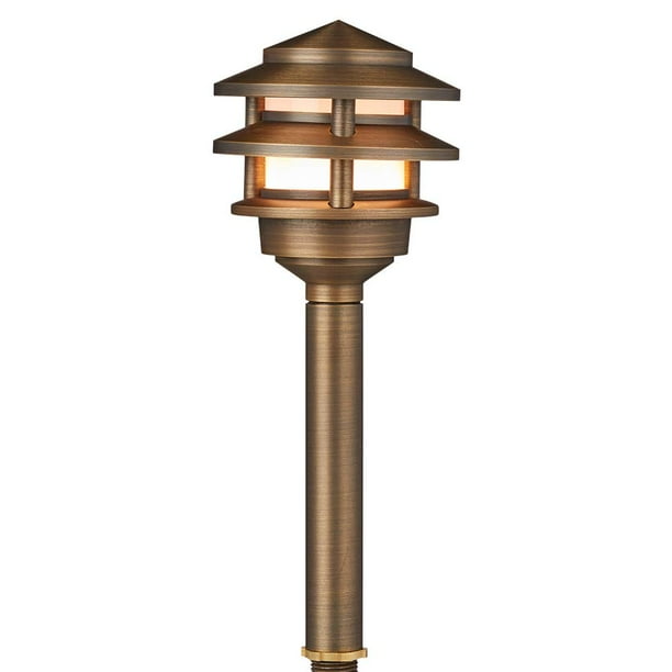 VOLT 3-Tier Brass Pagoda Path Light with LED Bulb - Walmart.com ...