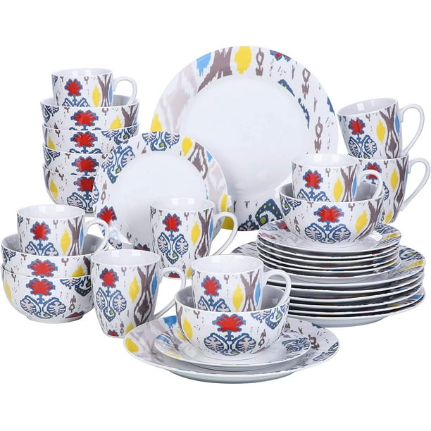 VEWEET Dinnerware Sets, Porcelain Dinner Set for 8, 32-Piece Colourful ... VEWEET Dinnerware Sets, Porcelain Dinner Set for 8, 32-Piece Colourful ...