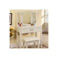 Pearl White Transitional Vanity Table With A Stool, White Finish ...