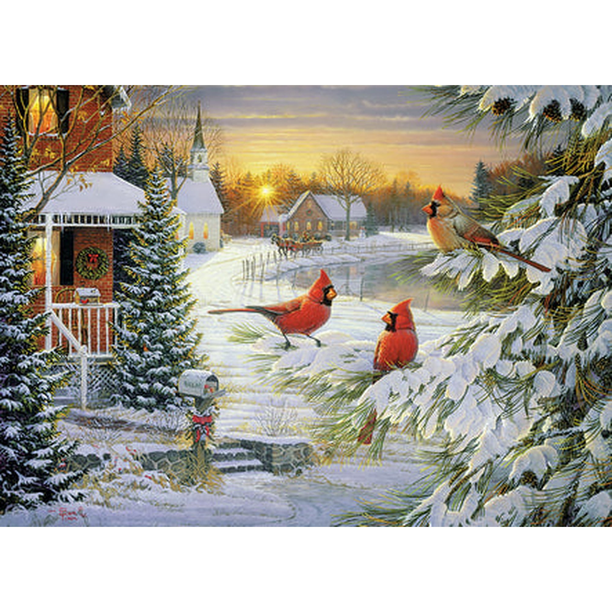 Click here for Cobble Hill 1000 Piece Puzzle - Sunset Cardinals -... prices
