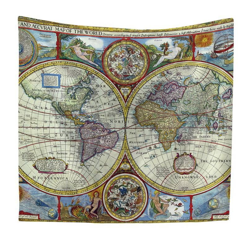 JANDEL 130*150cm Watercolor World Map Tapestry, Wall Hanging Colorful ...