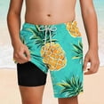 Beach Shorts for Boys, Tropical Print Double-layer Swim Trunks with ...