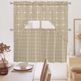 Beige Checkered Swag Curtains Valance and Tier Set, Modern Minimalist ...