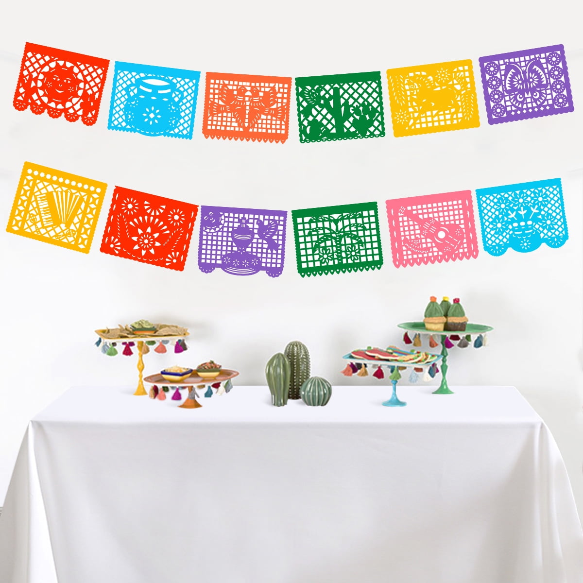 Mexican Banner – 22 FT Papel Picado Banners – 12 Color Panels Large ...
