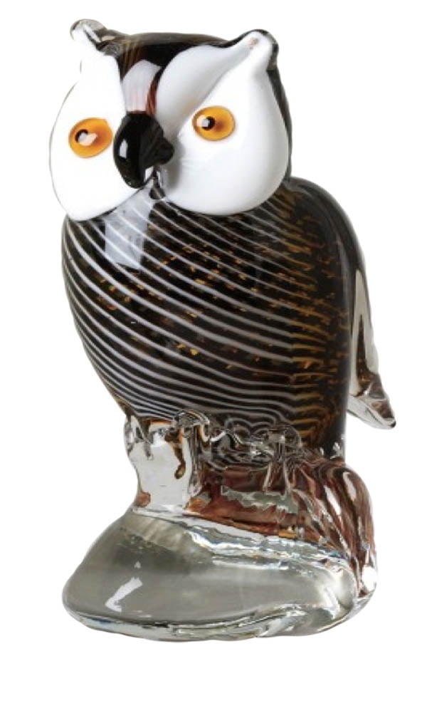 Tozai Home - Venetian Hand Blown Glass Owl - Amber Striped - Walmart.com