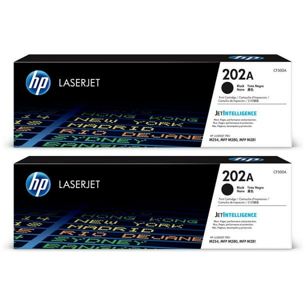 HP 202A (CF500A) Black Original LaserJet Toner Cartridges, 2-Pack ...