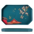 Anvazise Tea Tray Chinese Style Washable Melamine Flower Pattern Table ...