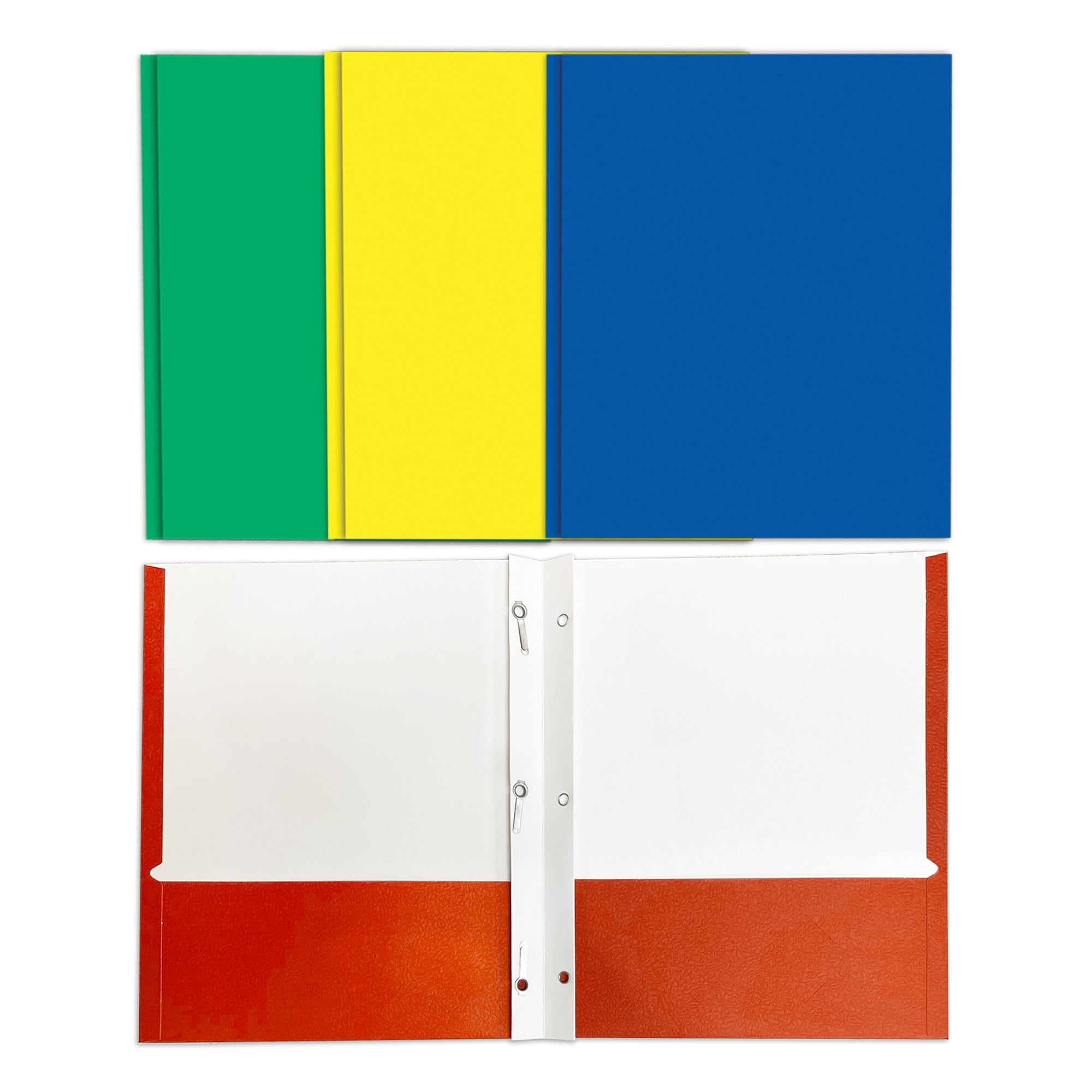 BAZIC 2 Pockets Paper Folder, 3 Prongs Fastener Clips Portfolio, 4-Pack ...