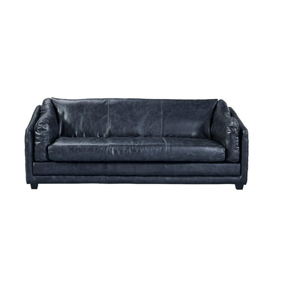Crafters and Weavers Waco Contemporary Italian Leather Sofa in Light ...
