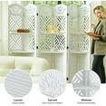 Room Divider with Shelves, 68.9inch Wood Carved and Louvered Wall ...