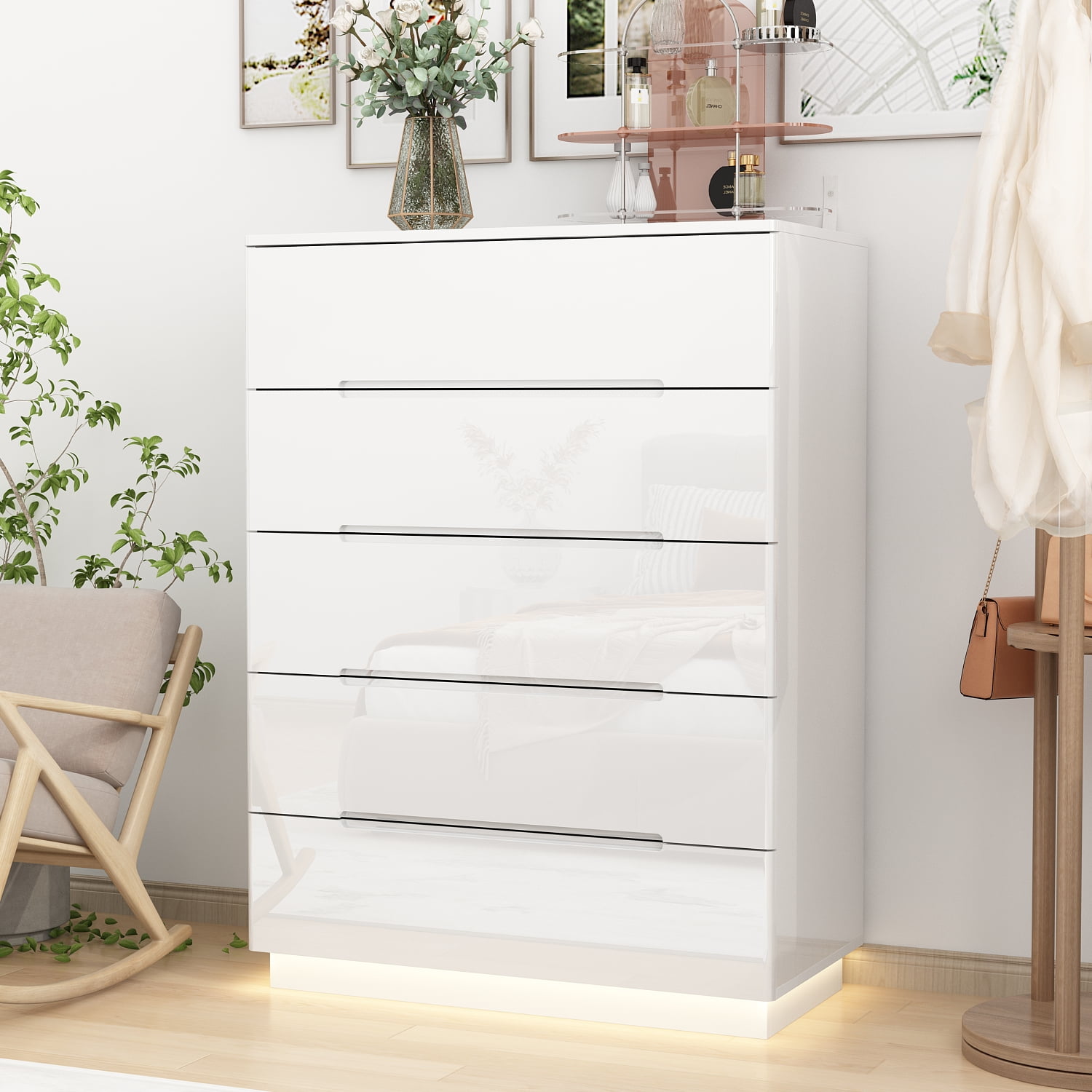 Click here for Oxylife 5 Drawer Dresser Chest With Led Light For... prices