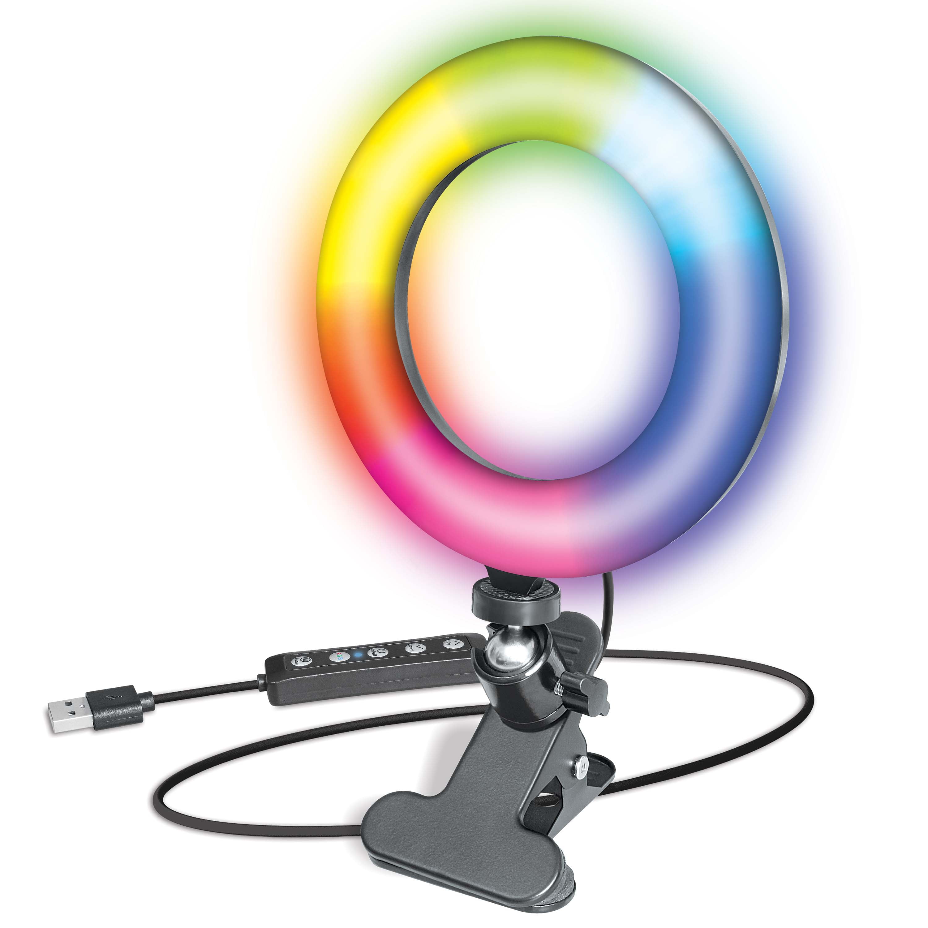 Bower 6-inch Compact RGB & White LED Ring Light with Clamp; Black