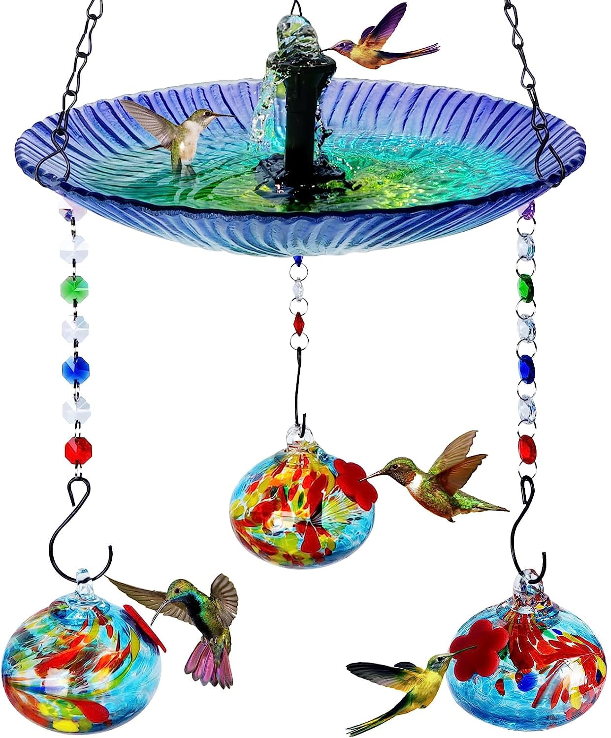 Hummingbird Feeder and Bird Baths for Outdoors 2-in-1 for Small Birds ...