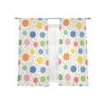 Blue Green Pink Yellow Dots Chiffon Sheer Curtains 72 Inches Long Retro ...