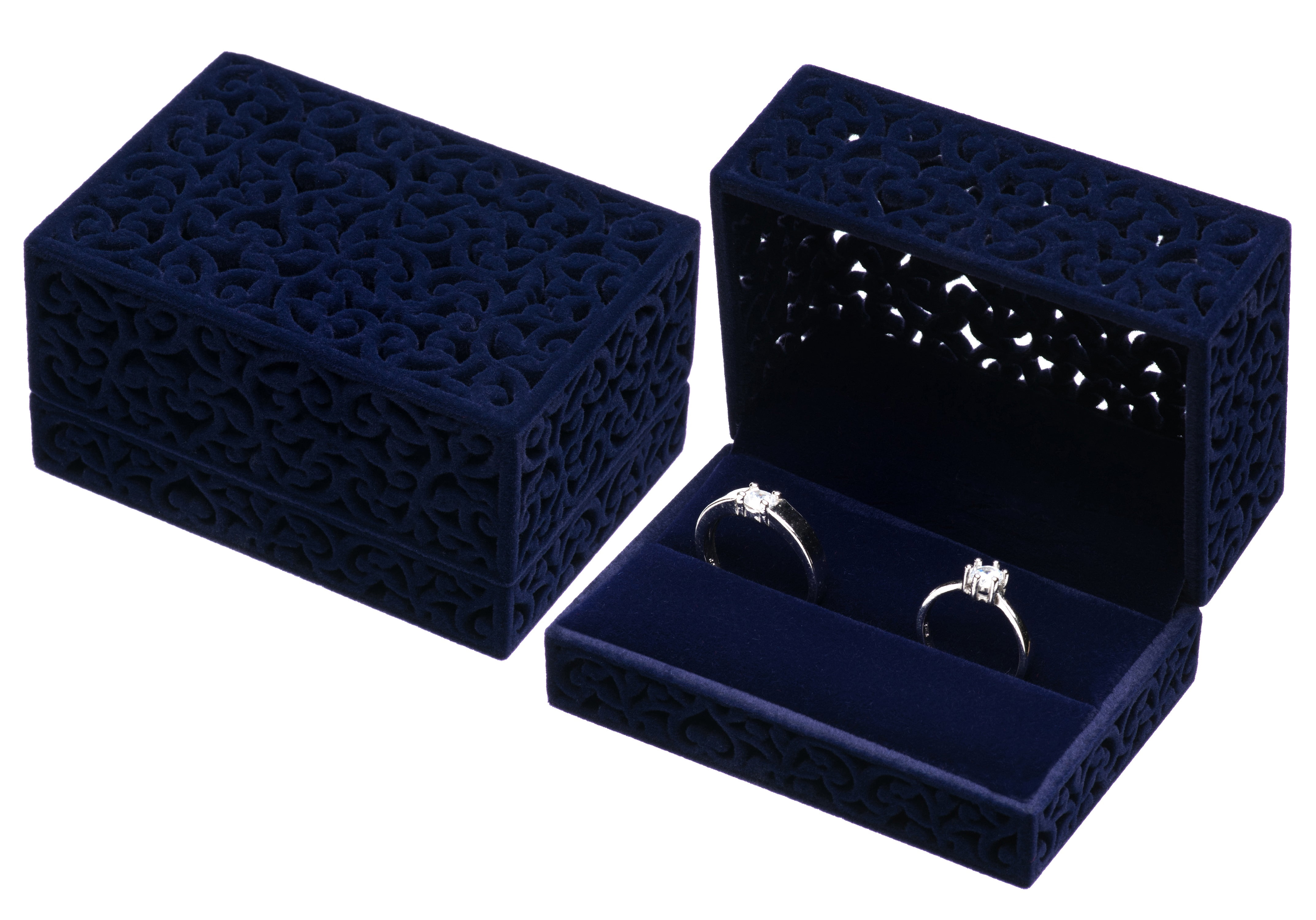 Velvet Double Ring Box Engagement for Wedding Ceremony Blue - Walmart.com