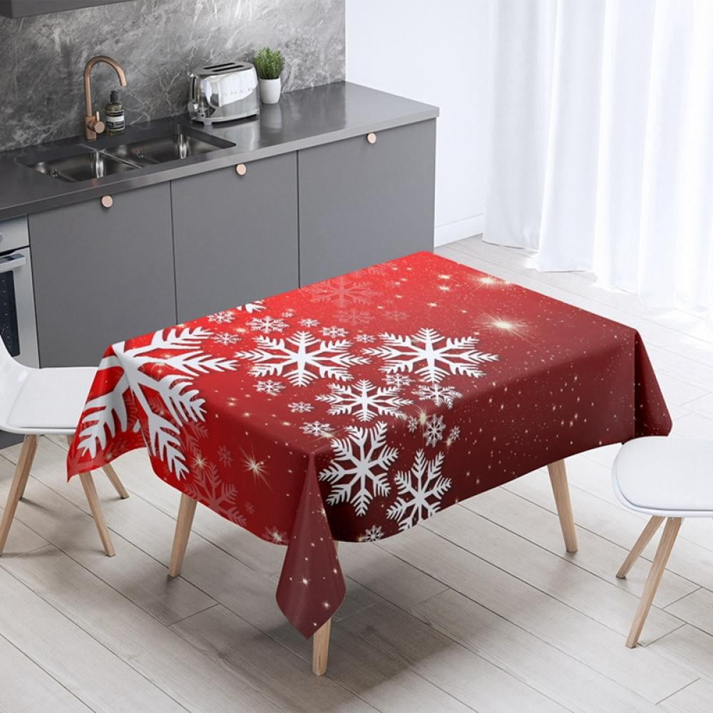Monfince Rectangle Christmas Tablecloth - Xmas Themed Snowflake Print ...