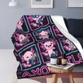 Axolotl Blanket Gift, Flannel Fleece Throw, Soft Cozy Neon Theme For ...