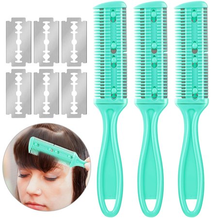 LuoHeng 3 Pieces Razor Comb with 10 Pieces Razors, Hair Cutter Comb ...