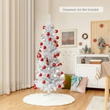 Gymax 5 FT Tall Fake Pencil White Christmas Tree, Slim & Narrow ...