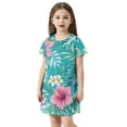 BZSMCE Short Sleeve dress Dress Casual Cotton Dresses-Pink Hibiscus ...