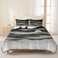 Queen Quilt Bedding Set Black Grey Color Gradient Art Breathable Summer ...